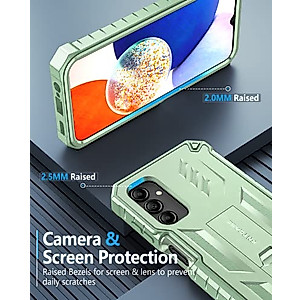 FNTCASE for Samsung Galaxy A14-5G Case: Dual-Layer Protective Textured Shockproof Rugged TPU Cover with Kickstand | Military Grade Drop Protection | Heavy Duty Cell Phone Protector(Lime Green)