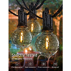 Brightown 30Ft G40 Outdoor Patio String Light-Connectable Globe Lights with 30 Clear Bulbs(2 Spare), UL Listed (30 Ft, Black)