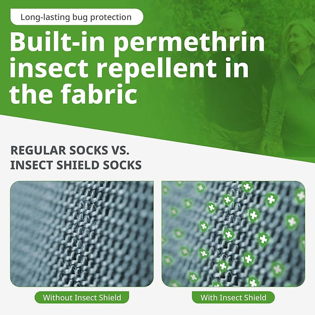 Insect Shield Lightweight and Comfy Traveler Sock with Built-In Bug Repellent, Charcoal, Medium (Pack of 2)