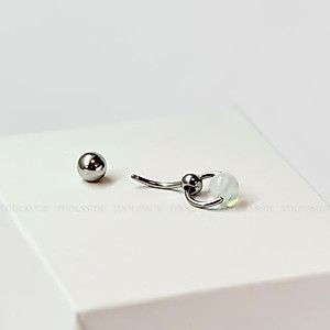 TOOLSSIDE Vch Jewelry Vertical Hood - Opalite Stone Door Knocker Industrial Piercing Jewelry For All Piercings - Stainless Steel Piercing