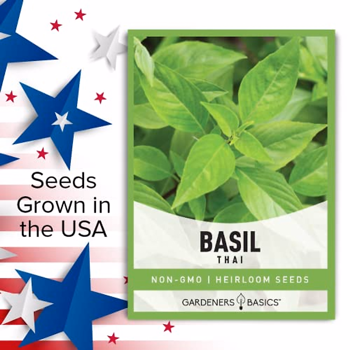 Thai Basil Seeds for Planting Herbs - Heirloom Non-GMO Herb Plant Seeds for Home Herb Garden Indoors, Outdoors, and Hydroponics by Gardeners Basics