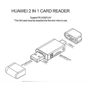 ChenYang Nano Memory Card & TF Micro SD Card to USB C & USB 2.0 Card Reader Adapter Plug & Play