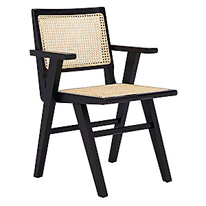 Safavieh Couture Home Collection Hattie Black/Natural French Cane Living Room Dining Arm Chair (Set of 2) SFV4115A-SET2