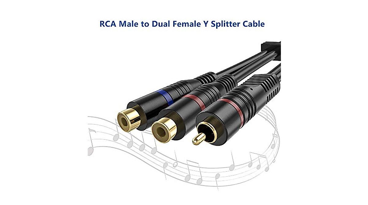 RCA Splitter Cable: 1 Male to 2 Female Audio Adapter | 2 Pack