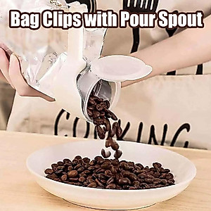 Bag Clips with Pour Spout, Bag Spout Clip, Seal and Pour Bag Clip, Food Bag Clips with Pour Spouts, Snack Clips That Pour, Food Storage Sealing Clips with Pour Spouts (4Pcs)