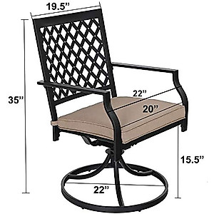 PHI VILLA Outdoor Swivel Chair Patio Furniture Sets with Arm Seat Cushion for Garden Backyard Rocker Chairs - 2 PC