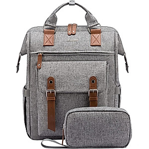 LOVEVOOK Laptop Backpack for Women Work Travel Teacher Commuter Backpack Business Computer Bag Doctor Nurse Bags College Backpack Purse Laptop Bag, Casual Daypack, 15.6 Inch, Grey