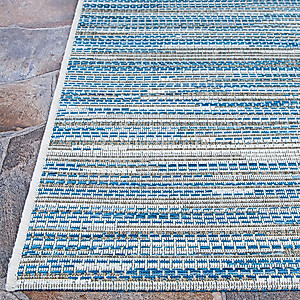 Couristan Monte Carlo Coastal Breeze Ocean-Champagne Indoor/Outdoor Area Rug, 2' x 3'7"