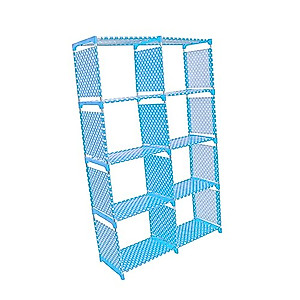 Alipis Book Storage Rack Adjustable Bookshelf Storage Rack Stackable Bookcase Cubes Library Bookshelf Shoe Rack Simple Blue Combination Closet Shelves Cubby Bookcase