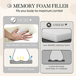 Basic Beyond Chair Cushions for Dining Chairs 4 Pack, Memory Foam Chair Cushion with Ties and Non Slip Backing, 16 x 16 inches Chair Pads for Dining Chairs(Light Grey)