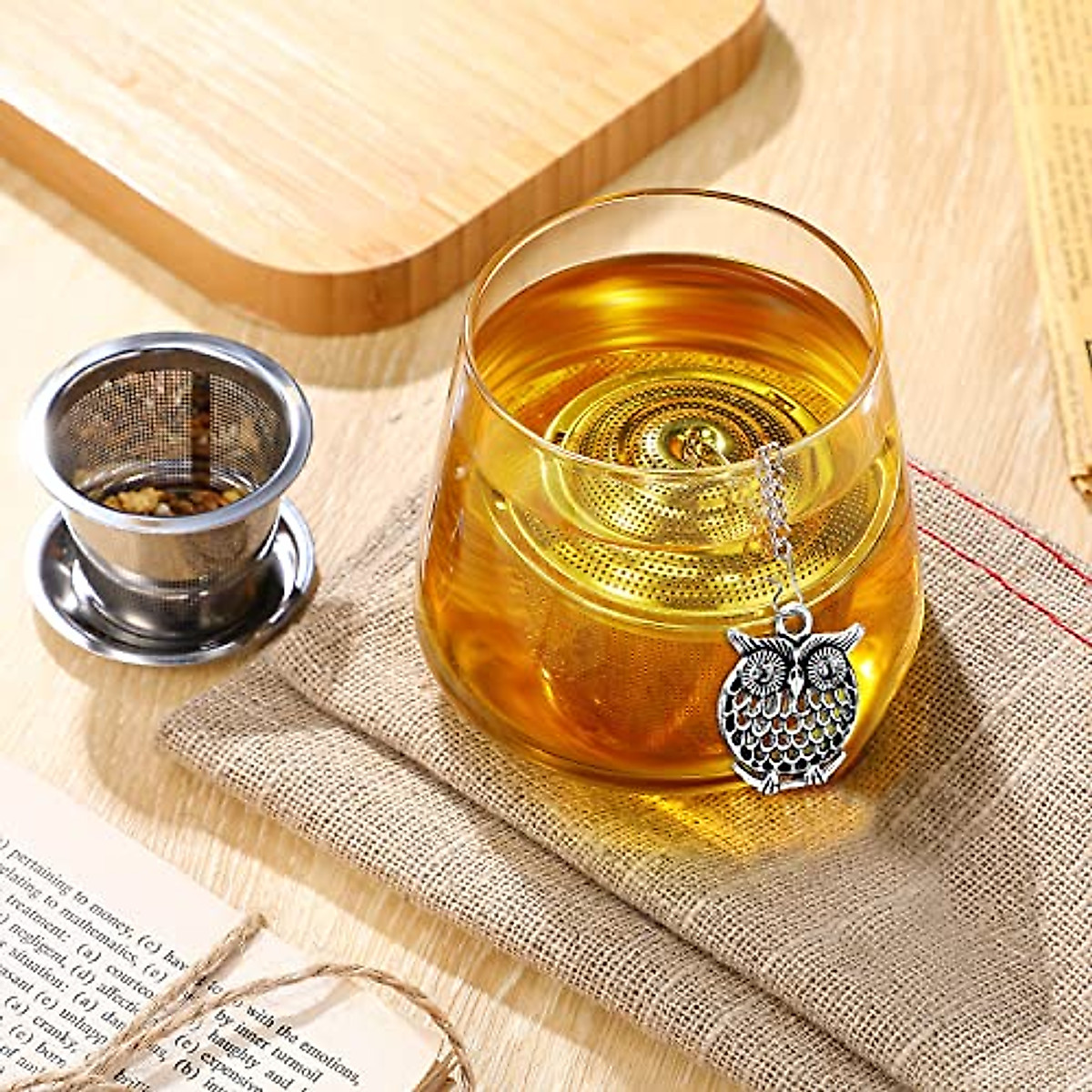 Tea Infusers for Loose Tea 3 Sets Loose Leaf Tea Steeper Tea Strainer Stainless Steel Tea Ball for Loose Tea Holder Tea Mesh Strainer Tea Filters with Drip Trays and Pendant (Insects Style)