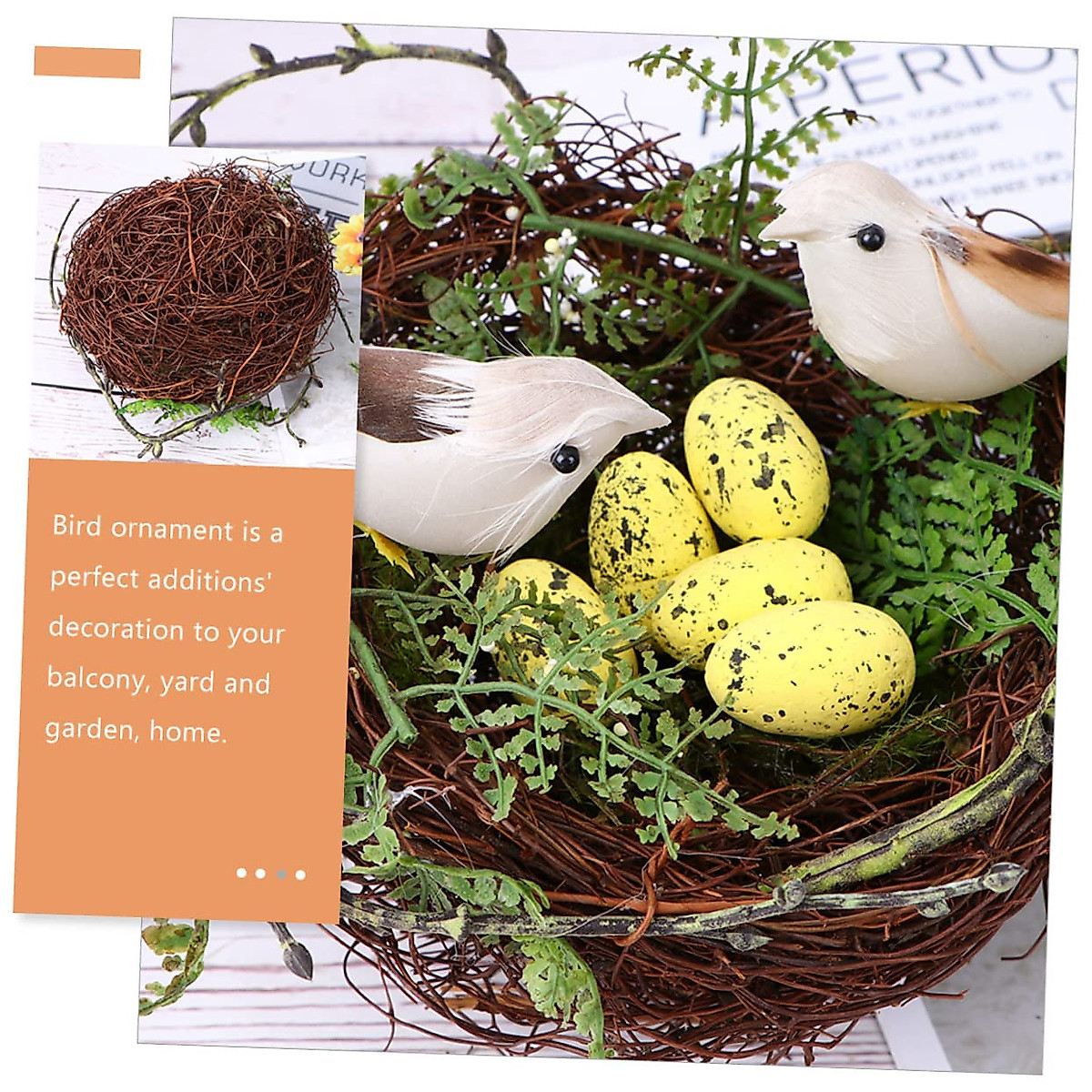 DECHOUS 1 Set Bird Nest Set Christmas Tree Ornaments Spring Fling Decorations Spring Decorations Rattan Bird Nest Easter Artificial Nests Easter Bird Birds Nest Easter Decorations Fake Egg