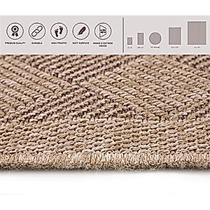 Adiva Rugs Jute Sisal Area Rug in Natural Look for Indoor Outdoor Use, Comfortable, Strong, Durable, Patio, Porch, Hallway (Mocca, 2’ X 3’)