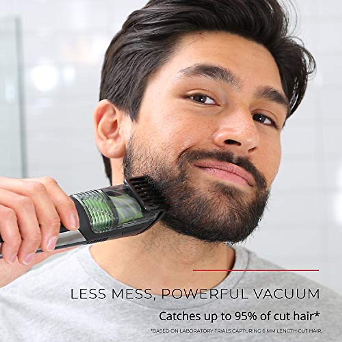 Remington Vacuum Beard Trimmer, 11 Setting Adjustable Length Comb (2-18mm), Vacuum Trimmer for Beard, Mustache, and Stubble, Rechargeable Lithium Power, Washable, Removable Blades
