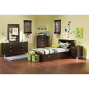 South Shore Twin Storage Bed and Bookcase Headboard, Chocolate