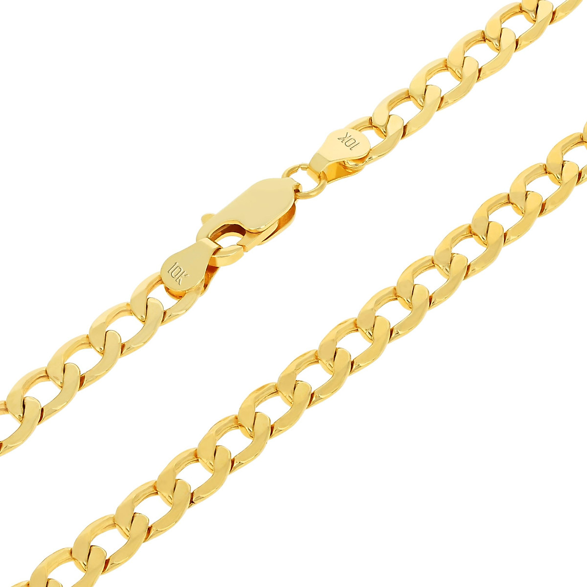 Nuragold 10k Yellow Gold 5.5mm Cuban Curb Link Chain Bracelet, Mens Womens Jewelry 7" 7.5" 8" 8.5" 9"