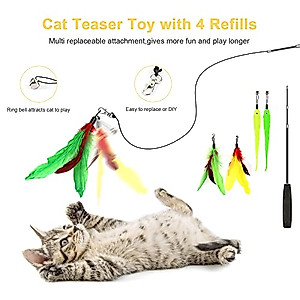 34Pcs Cat Toys Kitten Toys,Interactive Cat Toys Set with Collapsible Cat Tunnels Tent for Indoor Cats,Retractable Cat Wand Toys Catnip Toys Cat Feather Teaser Fluffy Mouse Crinkle Balls for Cat,Kitty