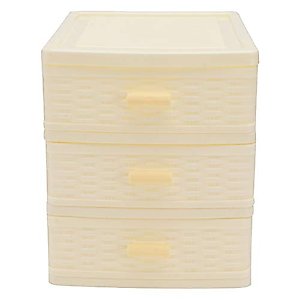 DOITOOL Skincare Storage Organizer Desktop Jewelry Storage Drawer Makeup Organizer Earring Holder Stand Cosmetic Storage Container for Home Girl Bedroom (Beige) Tabletop Storage Bin