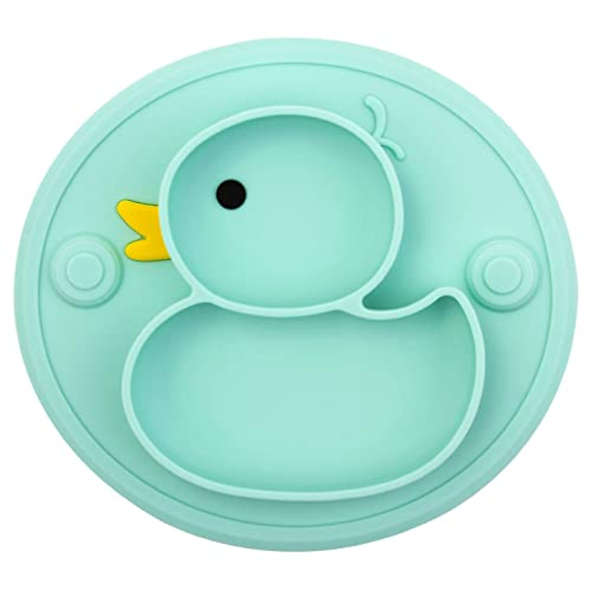 Lightening Baby Plate Silicone Toddler Plates Suction Placemat Divided Duck Dishes for Kids and Infants One-Piece Strong Suction, BPA Free, Microwave Dishwasher Safe