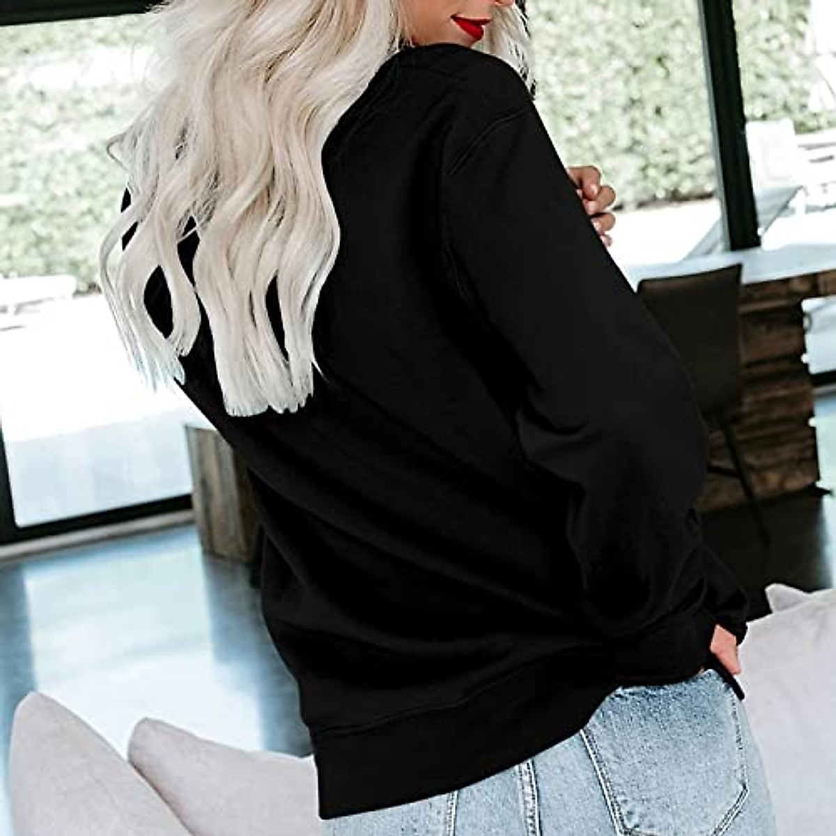 Miekld Oversized Sweatshirt for Women Women Neck Sweatshirt Long halloween shirts for women my open orders oversized t shirts western tops for women womens crewneck tshirt under 2 dollars