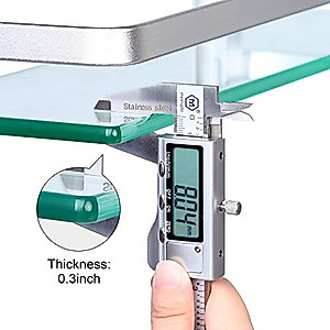 Vdomus Bathroom Tempered Glass Shelf with Towel Bar Wall Mounted, Brushed Silver Finish (2 Tier + 1 Tier)