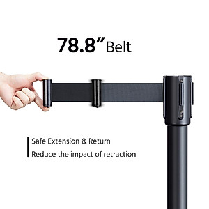 Yaheetech Retractable Belt Stanchion Set, Baking Varnished Safety Stanchion Post for Queuing Lines Black 8 Pack