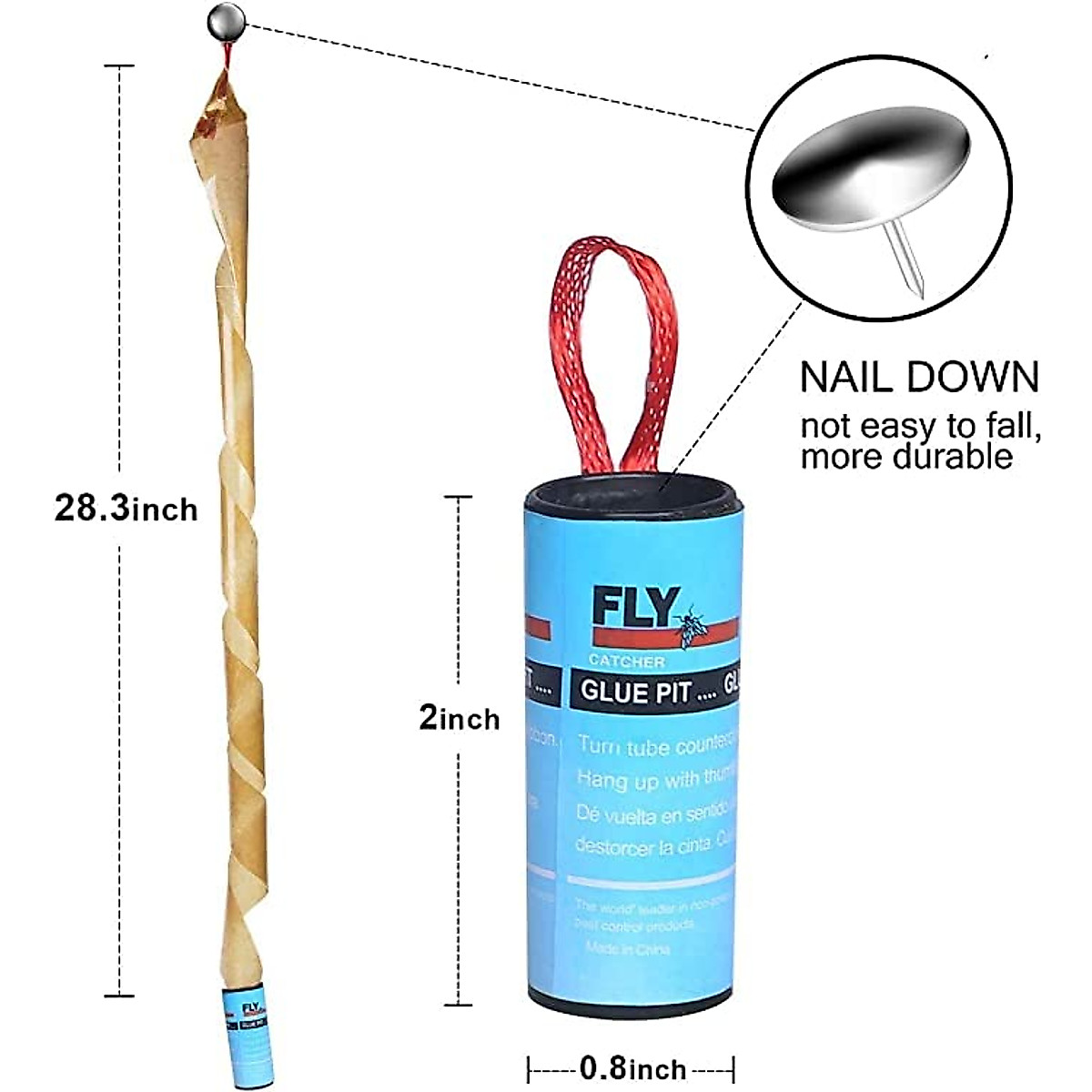 Stingmon 20 Pack Sticky Ribbon Fruit Traps for Kitchen Fly Paper Strips Catcher Indoor, A2