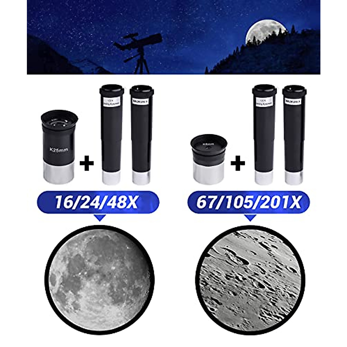 Telescope, Telescope for Kids Beginners Adults, 400mm AZ Mount 16X-200X Telescope, 70mm HD Refractor Astronomical Telescope with Adjustable Tripod, Backpack, Phone Adapter…