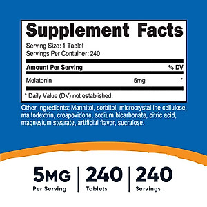 Nutricost Melatonin 5mg, 240 Fast Dissolve Tablets (Mixed Berry Flavor) - Non-GMO, Gluten Free