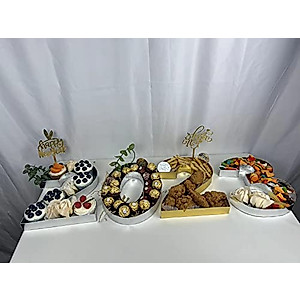 10”Cardboard Number Mache Chocolate Covered Strawberries Fillable Sweets Candy Container Box (0, Silver)