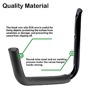 Tahikem 4 Pcs Kayak Rack Wall Mount, Canoe Hanger Hooks, Kayak Storage Hook, Garage Hanger Ladder Brackets, for Hanging Outdoor Beach Folding Chair Bicycle Surfboard Snowboard Paddle Board - Black