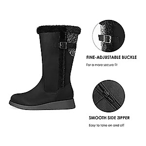 DREAM PAIRS Womens DSB212 Winter Snow Boots Mid-Calf Fashion Furry Warm Tall Boot Black Size 10