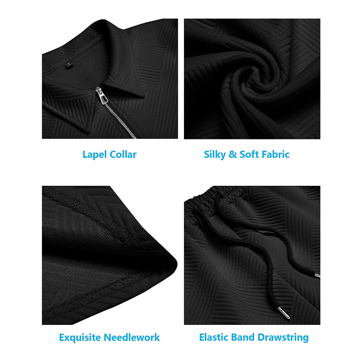 URRU Men's Polo Shirt and Shorts Set Summer Outfits Fashion Casual Short Sleeve Polo Suit for Men 2 Piece Short Set Black XL