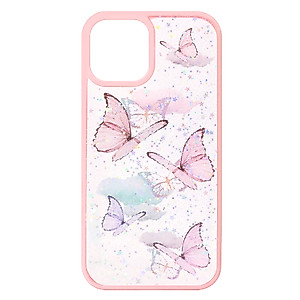 MUNDULEA Compatible with iPhone 13 Mini case Butterfly Clear Bling Women Girl Cute Soft TPU Fashion Cover for iPhone 13 Mini (Butterfly Pink)