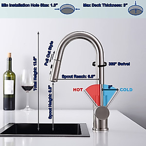 Bar Faucet with Pull Out Sprayer Single Hole, JXMMP Single Handle Stainless Steel Brushed Nickel Bar Sink Faucets with Sprayer, Modern Small Kitchen Sink Faucet with cUPC Supply Hose