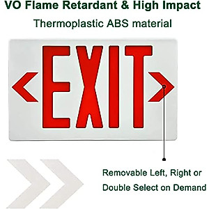 OSTEK Red LED Exit Sign Light - Standard - 90 Minutes Battery Backup, Dual LED Lamp ABS Fire Resistance UL-Listed