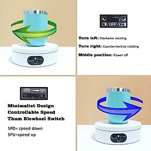 Motorized Rotating Display Stand, Turner for Tumblers with Adjustable Speed Roller, 360° Automatic Mute Spin Turntable Photography Display, Tumbler Spinner Products and Show Electric Tumbler Stand