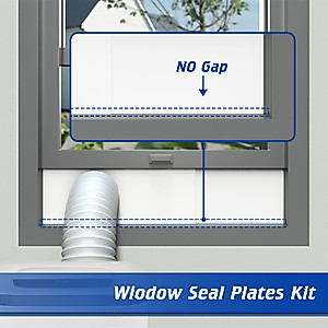 Wintcomfort Portable Air Conditioner Window Seal Plates Kit for Portable AC Exhaust Hose with 5" Diameter, Adjustable Seal Panels with Plastic Guard, Window Vent Kit for Sliding Windows