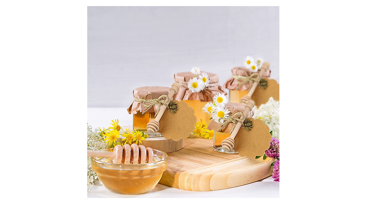 Shappy 96 Pcs Wood Honey Dipper Set for DIY Gifts