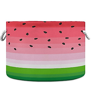 visesunny Collapsible Large Capacity Basket Watermelon Slice Clothes Toy Storage Hamper with Durable Cotton Handles Home Organizer Solution for Bathroom, Bedroom, Nursery, Laundry,Closet