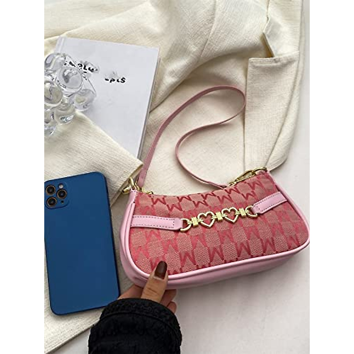 GORGLITTER Women's Mini Heart Shoulder Bag Hobo Tote Handbag Pink One Size