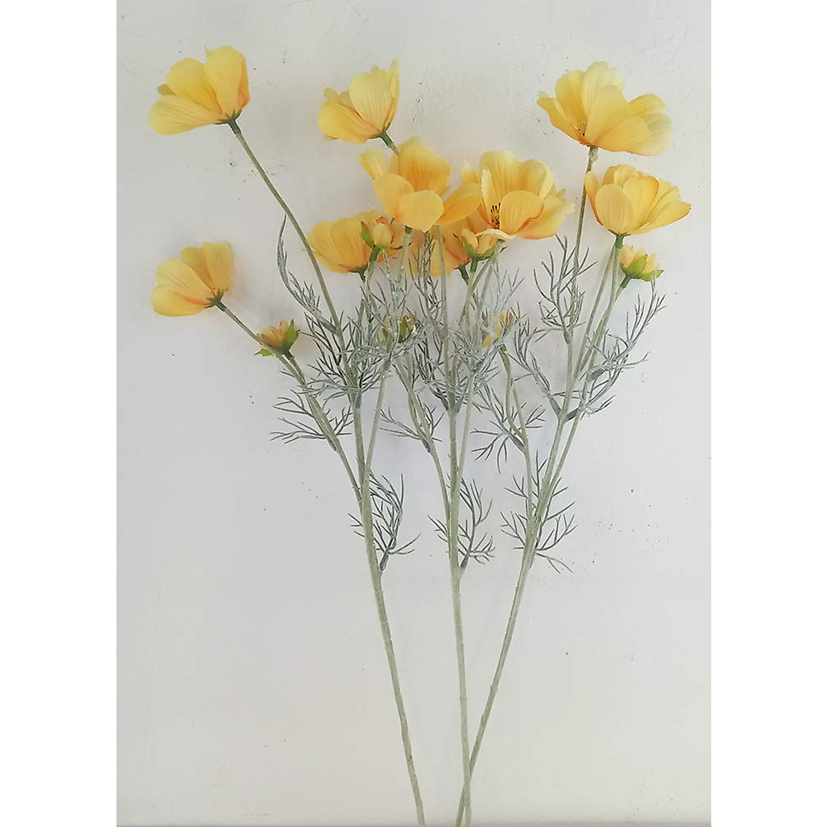 3 Pack Artificial Calliopsis Flower 23.6'' Long Stem Fake Silk Chrysanthemum Cosmos Gesang Flower for Wedding bridal bouquets party table garden home room shop photography props decoration (Champagne)