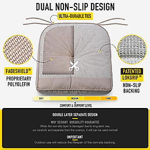 SUNROX Memory Foam Jumbo Rocking Chair Cushions, FadeShield Water Resistant Non Slip Durable Tufted Pads, Set of Seat & Back Cushion with Ties for Indoor/Outdoor Rocker, 2 Piece, Husk Birch