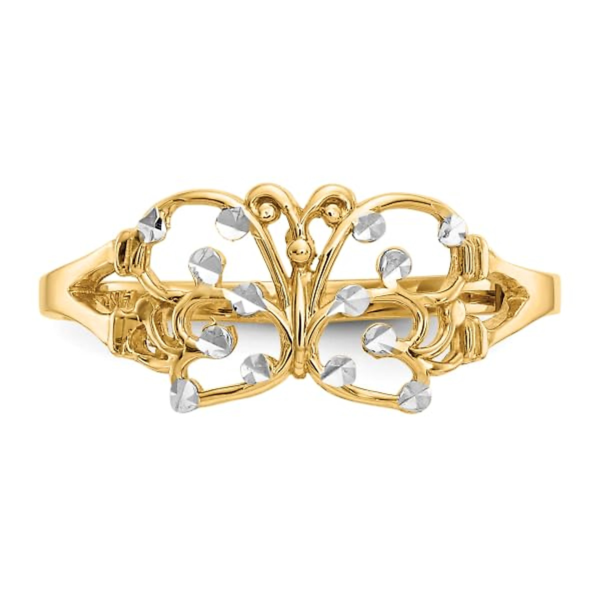 IceCarats 14K Yellow Gold Butterfly Wings Statement Ring Size 6