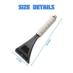 2 PCS Car Snow Shovel Scraper, Ice Frost Cleaning Tools, Auto Snow Removal with Foam Handle, Universal for Car Truck SUV Windshield and Window, Mirrors, Scratch-Free Car Winter Accessories (Black)