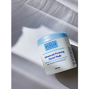 Dr. Denese SkinScience Advanced Firming Facial Pads Exfoliator & Deep Pore Face Cleanser, Toner & Skin Care Glycolic Acid, Peptides & Aloe - Vegan, Paraben-Free, Cruelty-Free - 100 Count