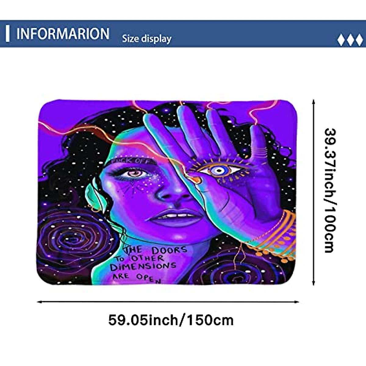 3x5 Ft Super Soft Indoor Modern Area Rug Rugs for Living Room Bedroom Purple Light Cool Girl Hippie Psychedelic 60x39 Inch Rug