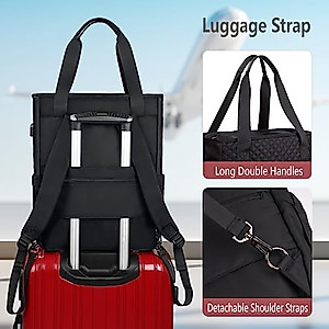 LAFARBE 17 Inch Laptop Backpack for Women Men Business Travel Work Tote Bag, Large Convertible Casual Daypack with USB Charging Port & RFID Pockets, Wide Open College Backpack, Black