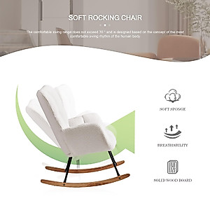 Virabit Small Rocking Chair Nursery, Upholstered Glider Rocking Armchair for Baby Nursery, Comfy Accent Chair for Nursery, Living Room, Bedroom (Beige)