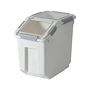 HANAMYA 15 Liter / 30 lbs Rice Storage Container with Measuring Cup, BPA free, For Rice | Grain | Pet Food | Flour, 2 count, White
